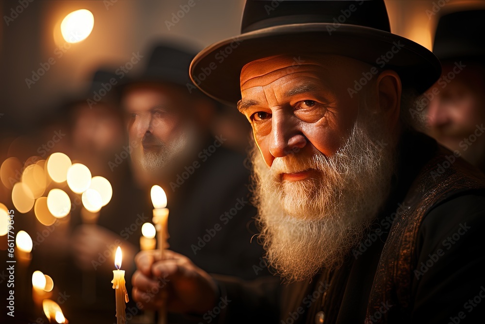 Religion of Judaism: Rabbis praying in holy synagogue Stock Photo ...