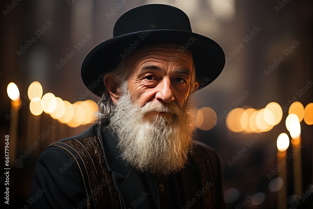 Religion of Judaism: Rabbis praying in holy synagogue Stock Photo ...