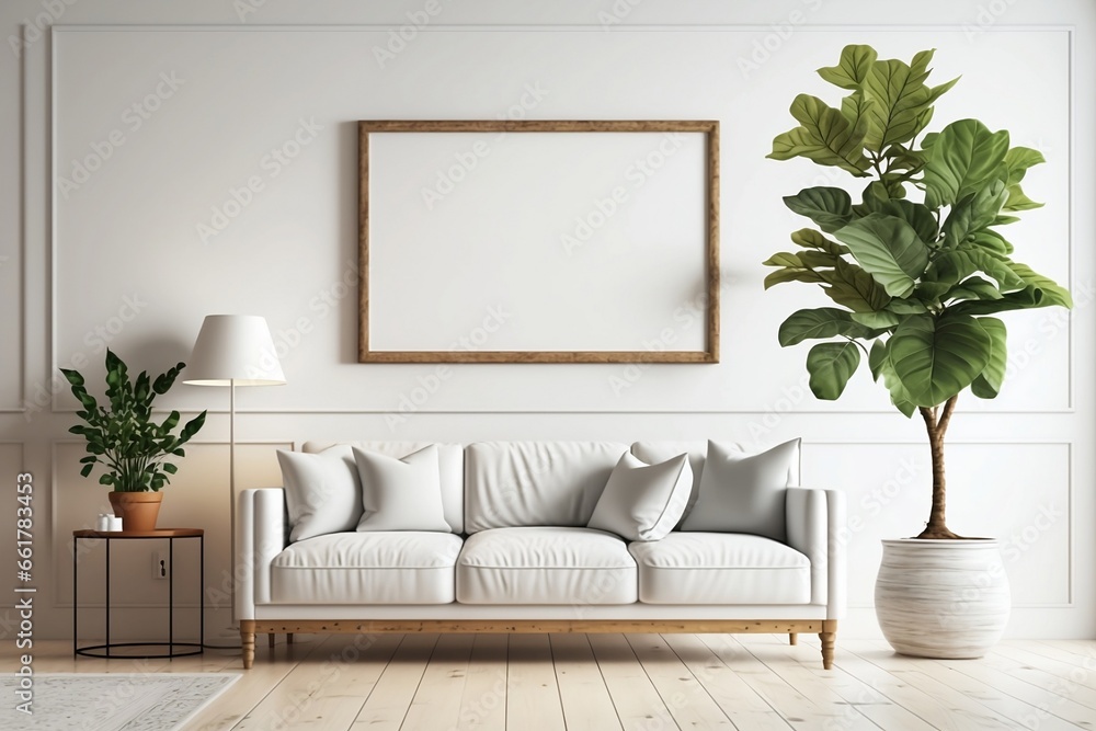 Wooden Frame with White Mat Border on a Clean White Wall - Gallery ...