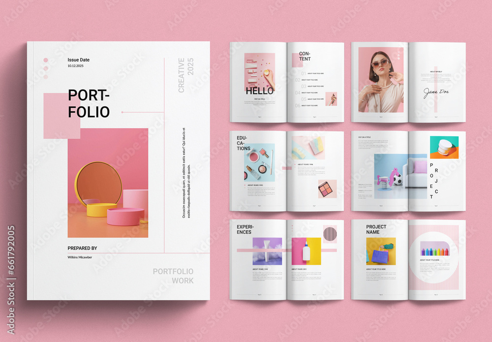 Colorful Portfolio Layout DesignTemplate Stock Template | Adobe Stock