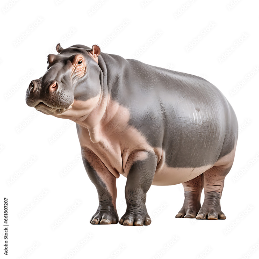 Hippo Side View Isolated on Transparent or White Background, PNG Stock ...
