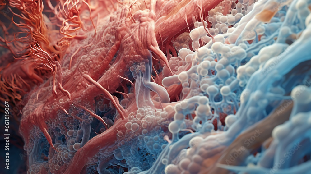 ภาพประกอบสต็อก Closeup of structure of microbiotic flora of human body ...