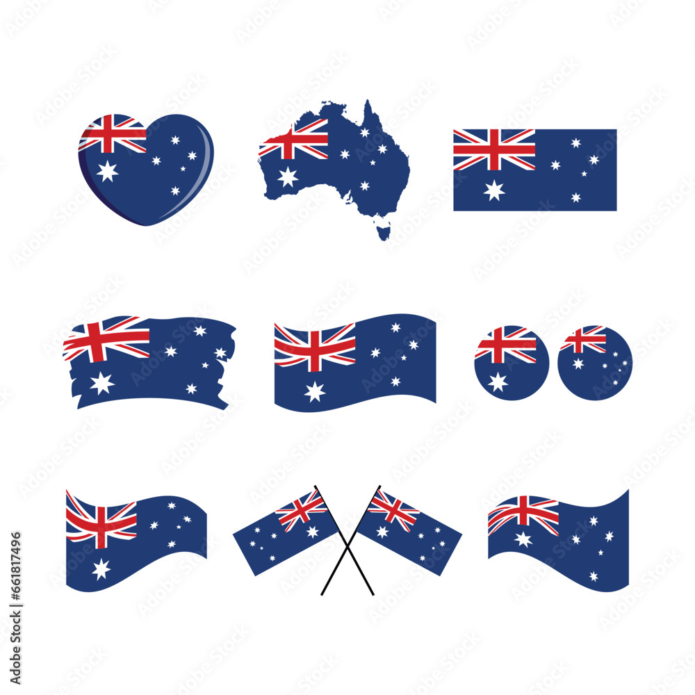 Australian Flag icon set vector isolated on a white background ...