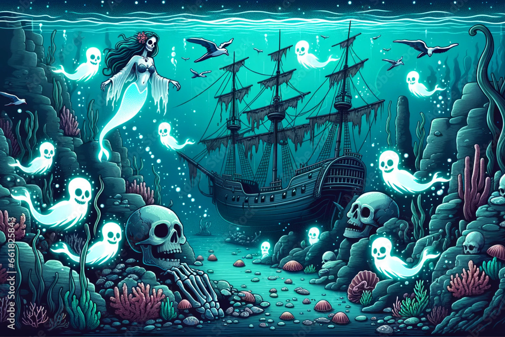 A submerged world reveals ethereal spirits and ghostly apparitions. A ...