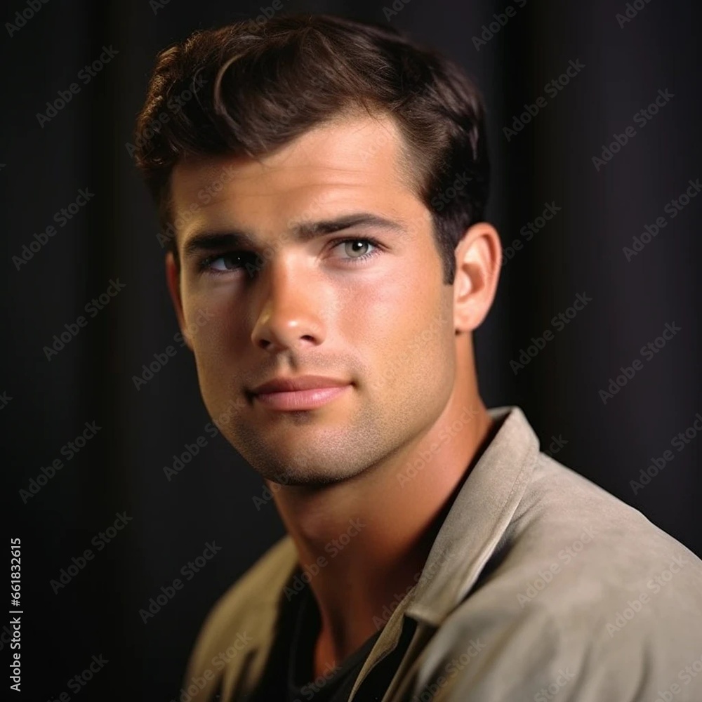 hollywood black wavy hair muscular standing perfect eyes perfect face ...