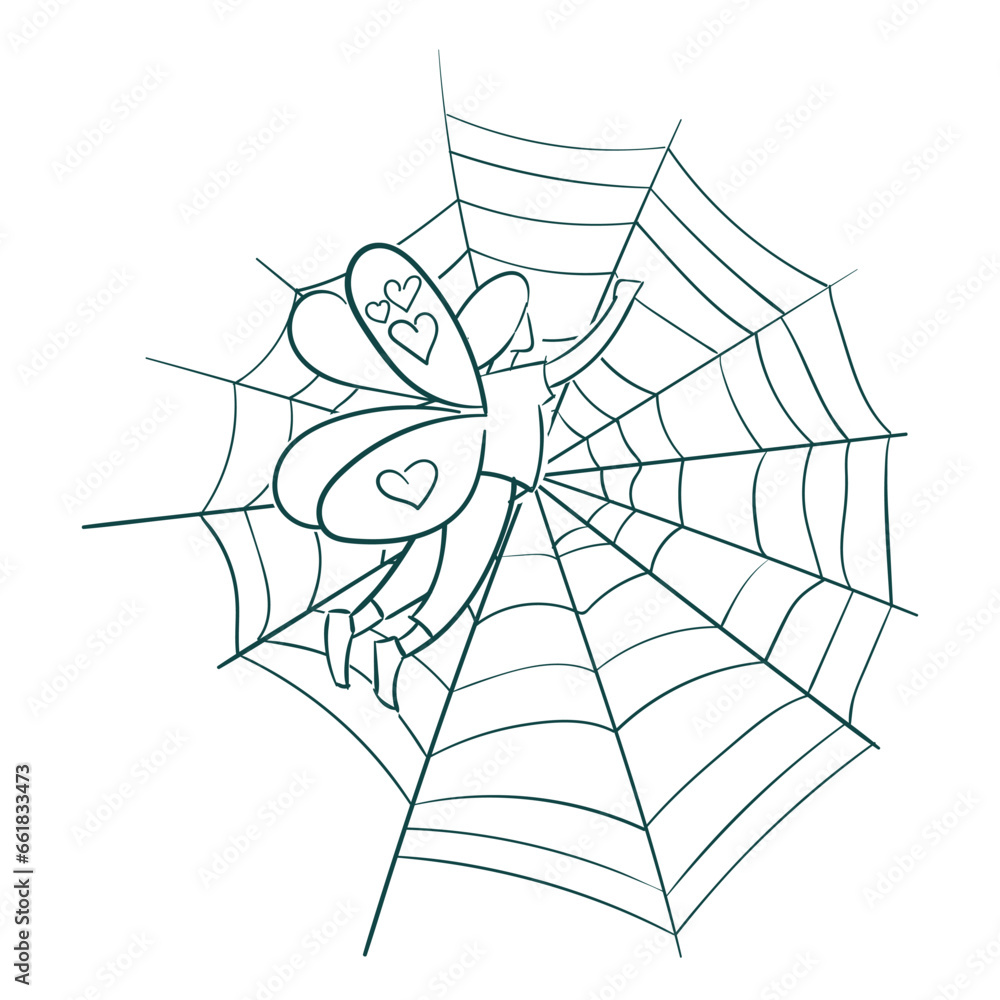 love butterfly woman web trap danger vector concept sketch simple ...