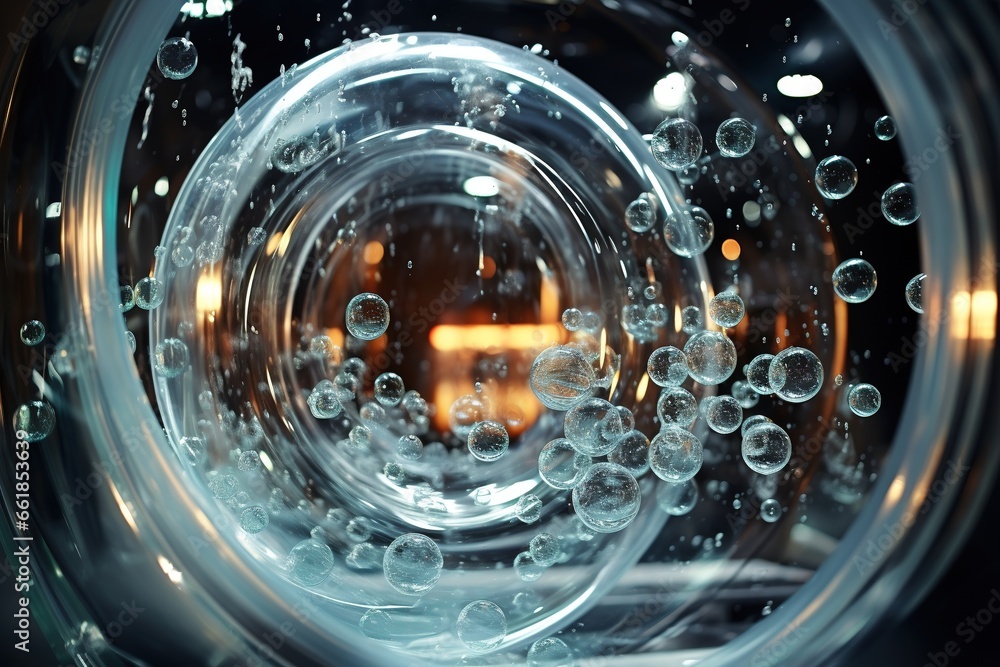 Inside an elegantly designed laundry room, a modern washing machine ...