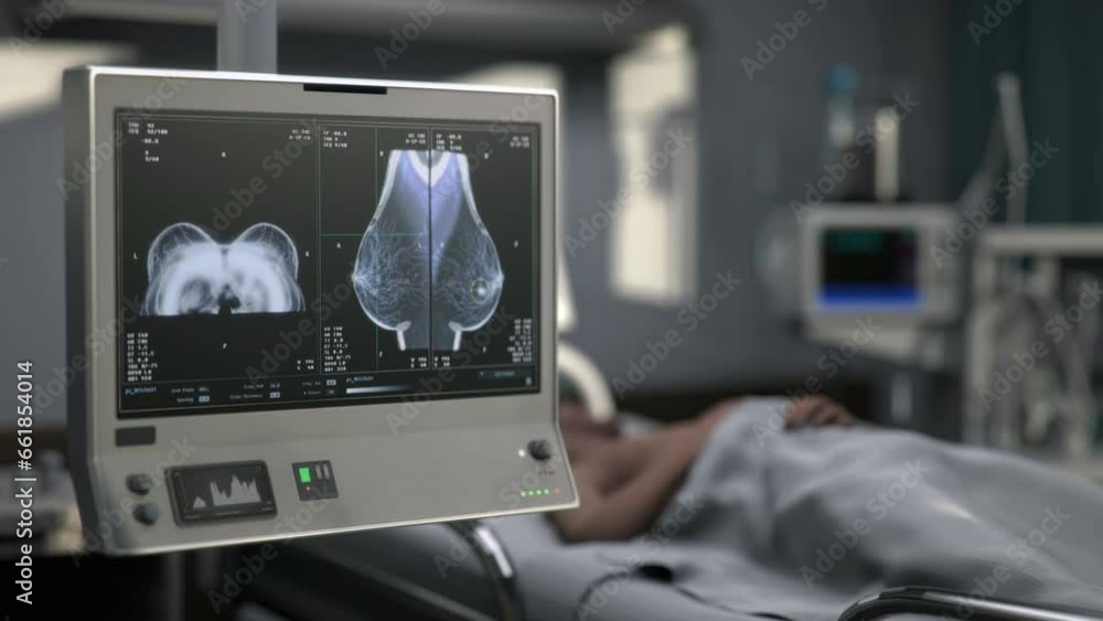X-ray equipment imaging the patients chest at the healthcare hospital ...