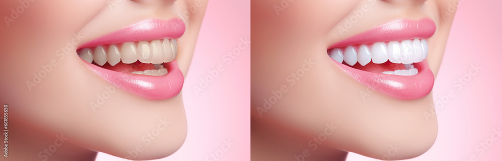 Visual display of teeth transformation through professional whitening ...