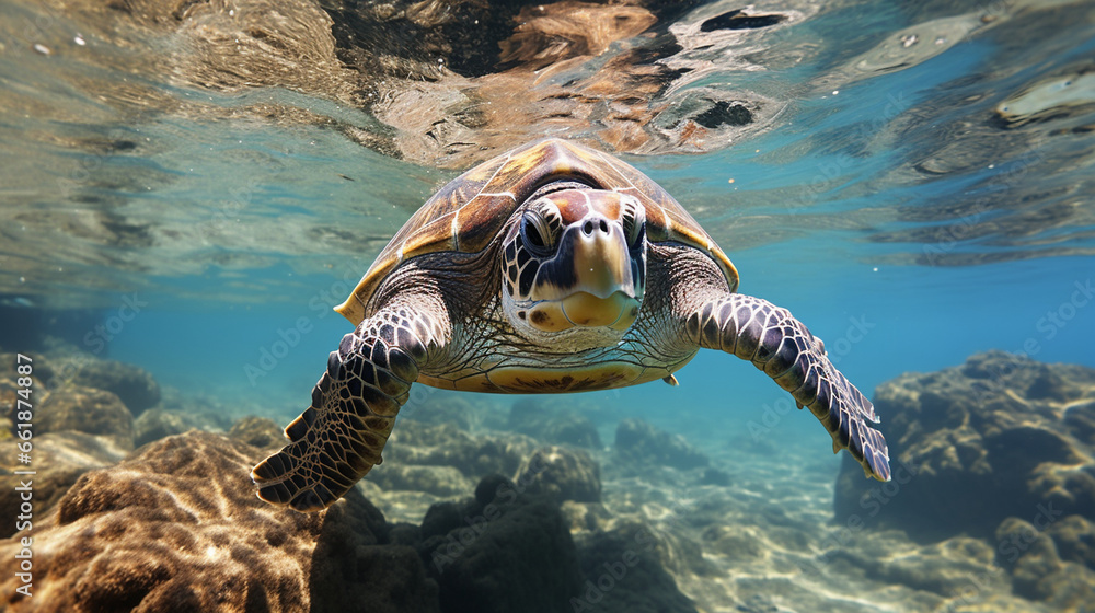 Sea Turtles: Majestic sea turtles gracefully swimming through the clear ...
