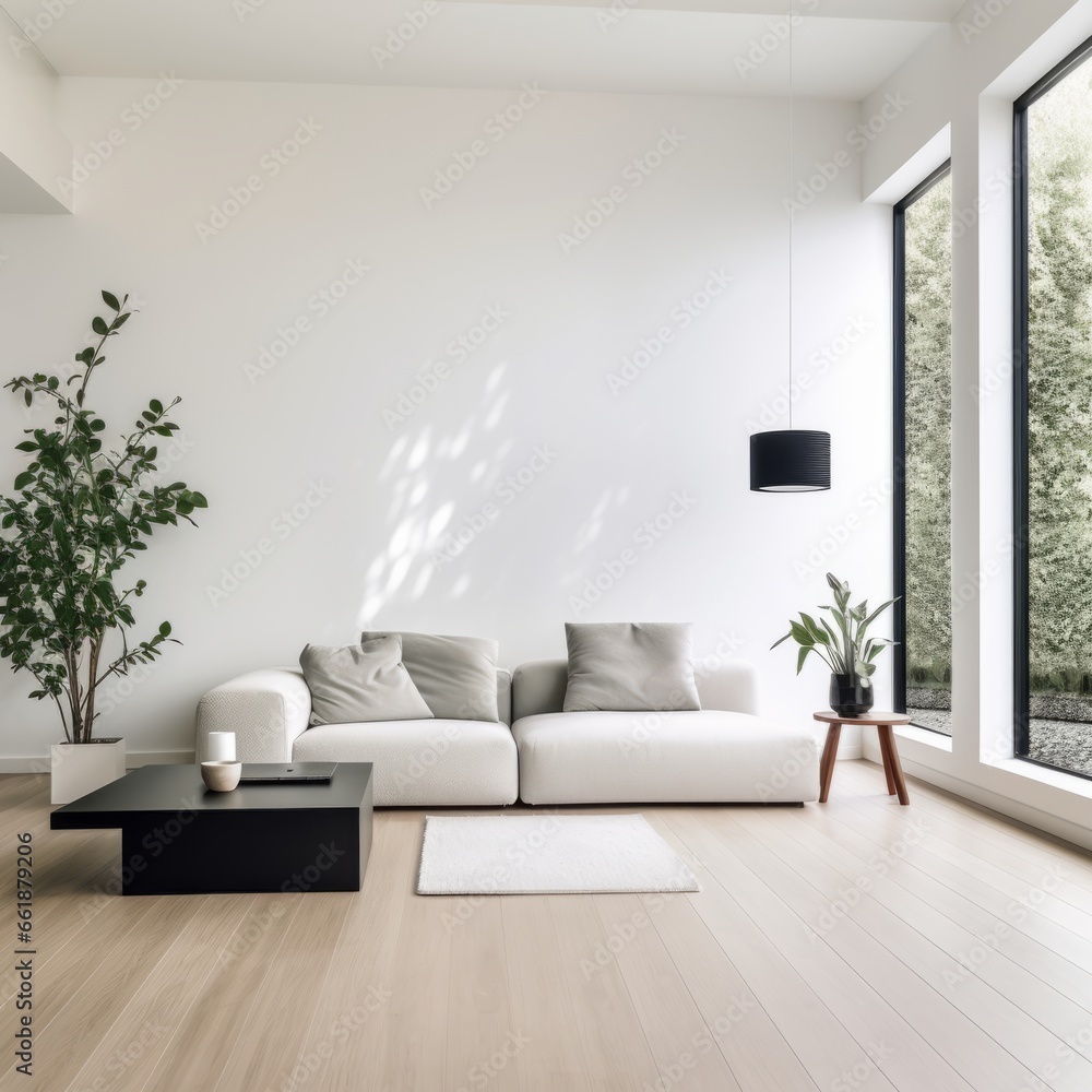 minimal home interior background living room with natural material and ...