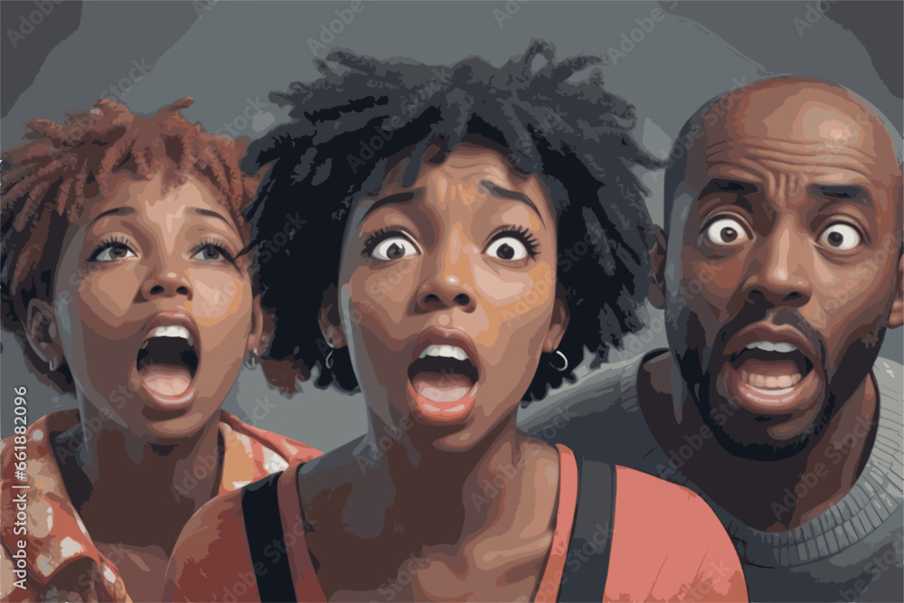 Panic on the face: Crowds of people run for safety Stock Vector | Adobe ...