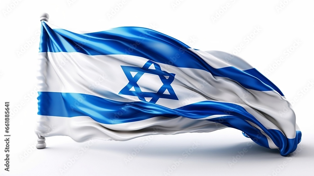 Waving flag of Israel in white background. independence day. The symbol ...