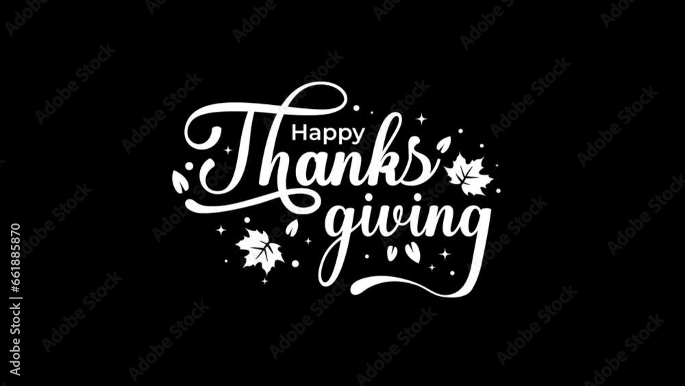 Happy Thanksgiving Day Text Animation in white Color on Greenscreen and ...