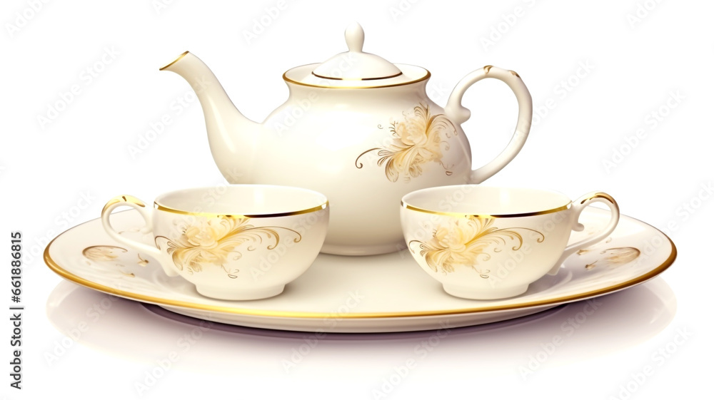 Elevate tea time with a delicate tea set, featuring a teapot and a tray ...