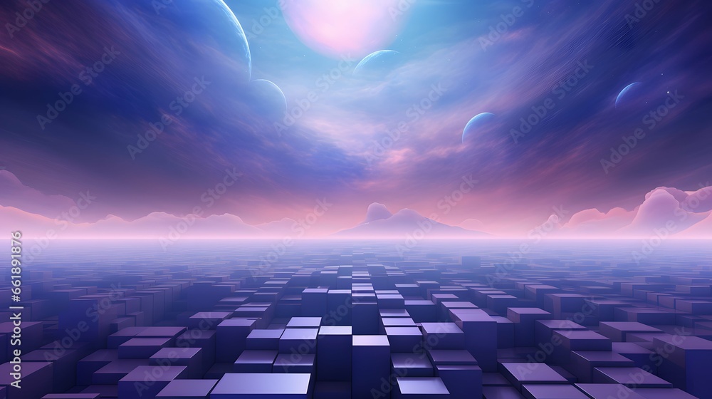 Fantasy geometric colorful sci-fi landscape scenery dreamy landscape ...