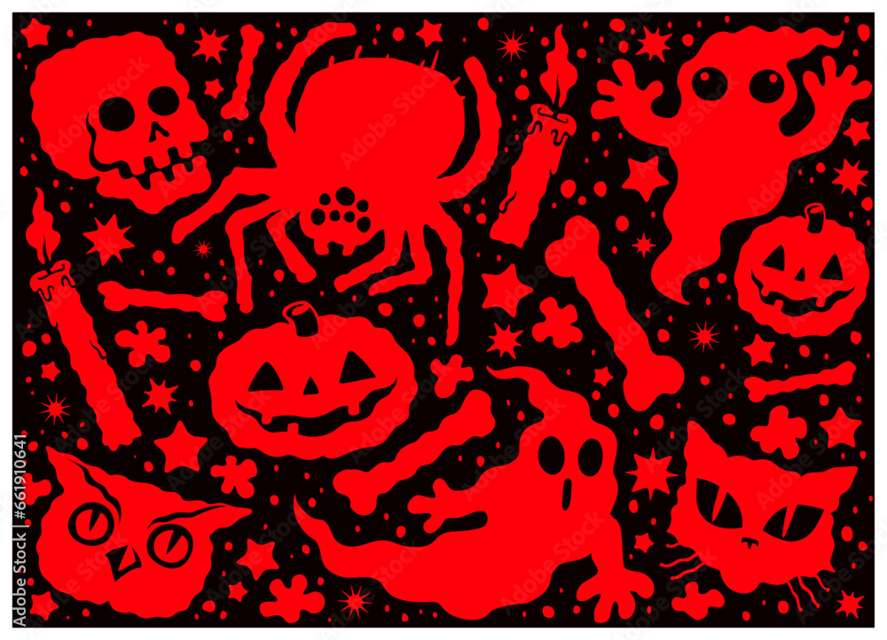 Simple creepy dreadful cartoon monochrome background with halloween ...