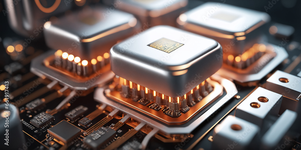 Abstract high-tech hardware, featuring the advanced processor CPU of ...