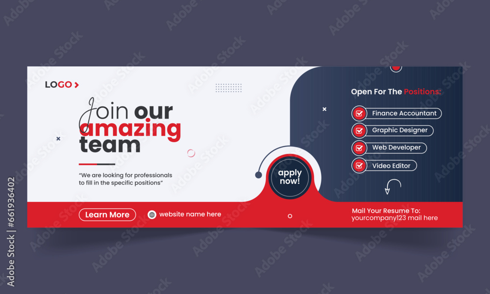 We are hiring job vacancy social media facebook cover and web banner ...