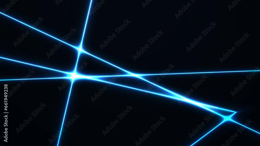 Blue glowing neon with laser motion animation on black background. 4K ...