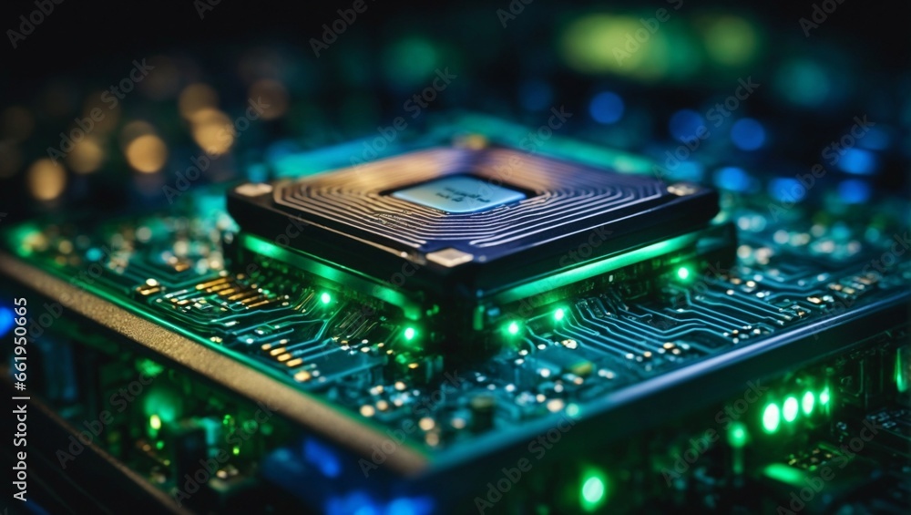 The power of technology with a close-up shot of a computer processor ...