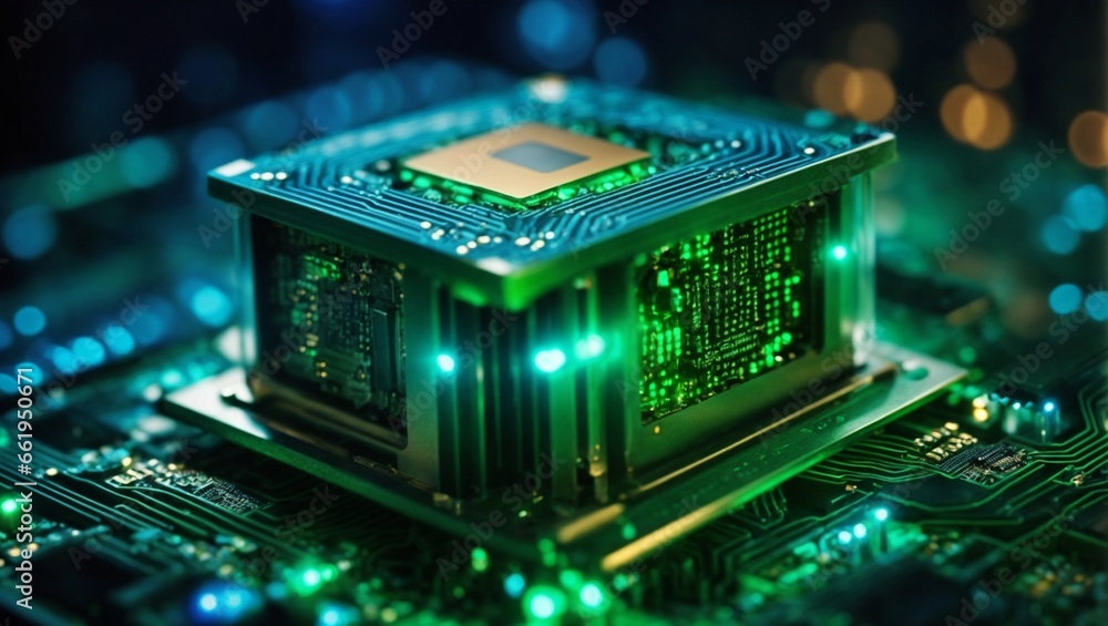 The power of technology with a close-up shot of a computer processor ...