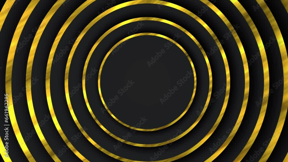 Golden Shiny Circle Shape Rotating On Dark Black Luxury Background ...