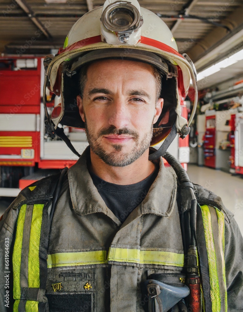 Bombero con traje de bombero dentro de la estación de bomberos Stock ...