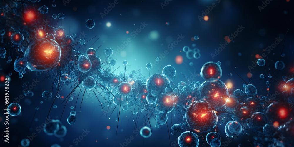Explore a 3D cellular science backdrop, delving into the world of ...