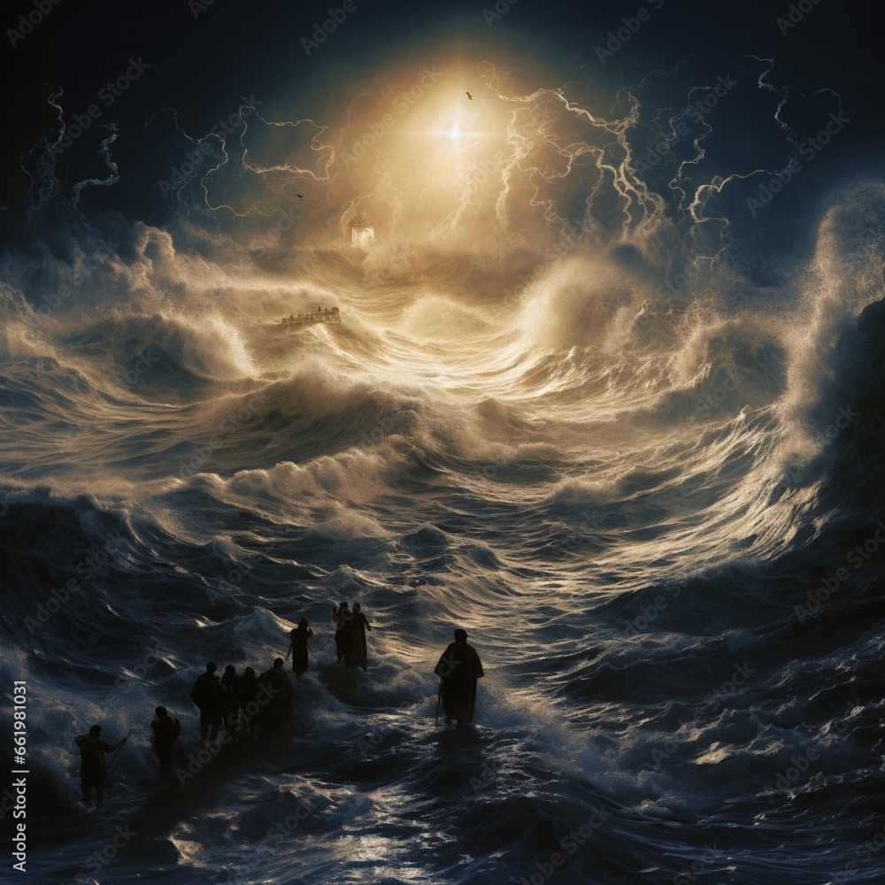 Hazrat musa split the sea in two and ran beautiful image Ai generated ...