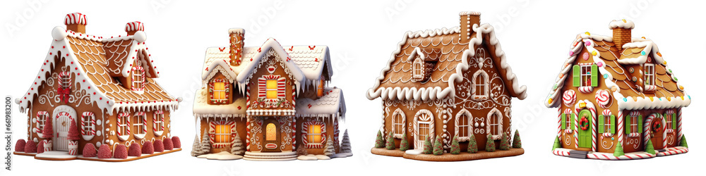 Gingerbread house clipart collection, vector, icons isolated on ...
