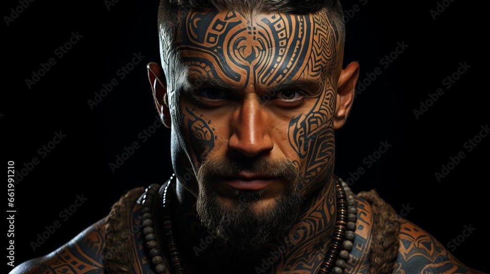 Polynesian tribe, Maori people. Village life in a picturesque area with ...