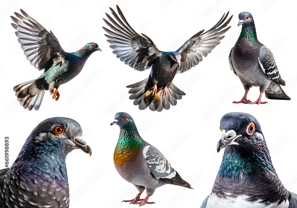 Dove bird, many angles and view portrait side back head shot isolated ...
