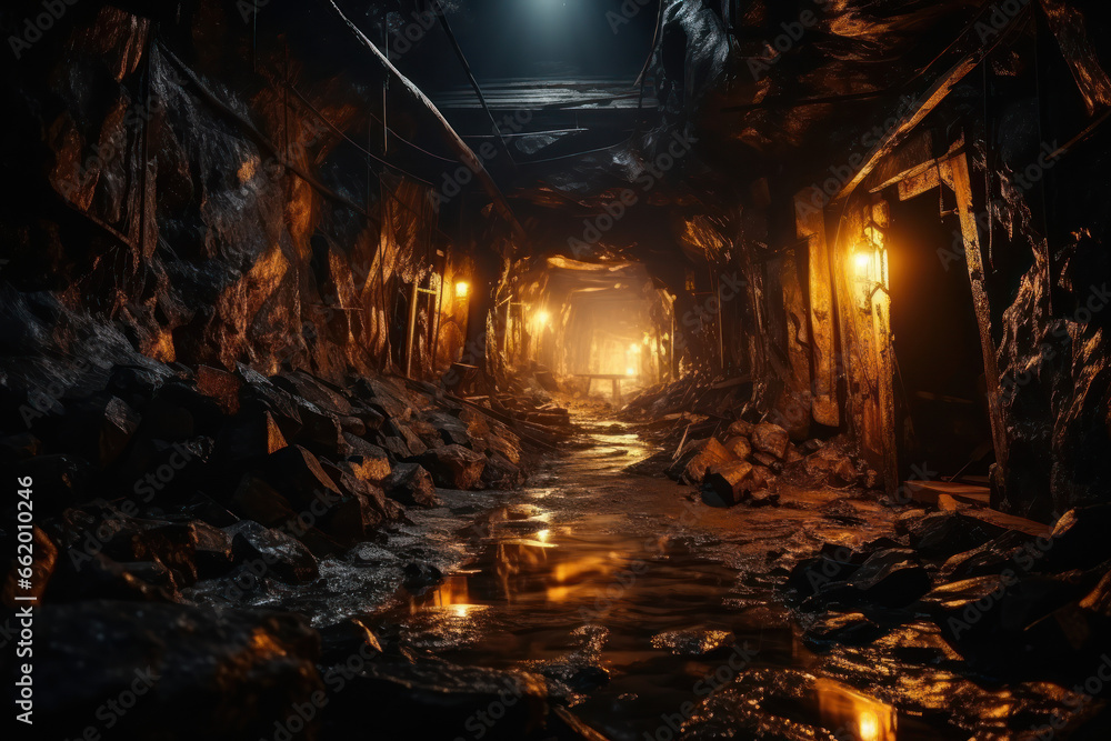 Photo & Art Print A collapsed mine tunnel, representing the dangers ...