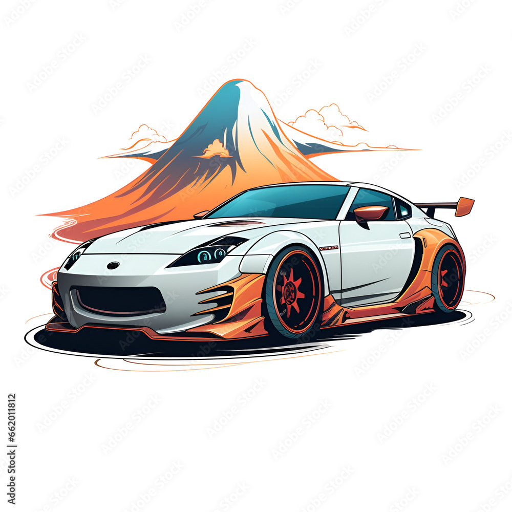 Cartoon Style Japanese Sport Car Race Car No Background Perfect for ...
