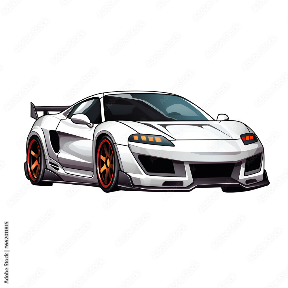Cartoon Style Japanese Sport Car Race Car No Background Perfect for ...