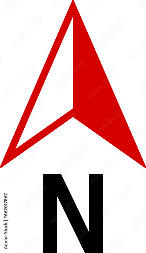 Basic Black and Red North Arrow Mark Sign Symbol Icon for Map ...