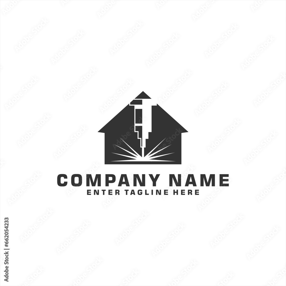 laser industrial house logo design, roof vector and laser cutting logo ...
