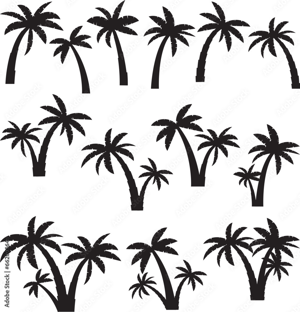 Palm tree shapes set. A collection of palm tree silhouettes for all ...