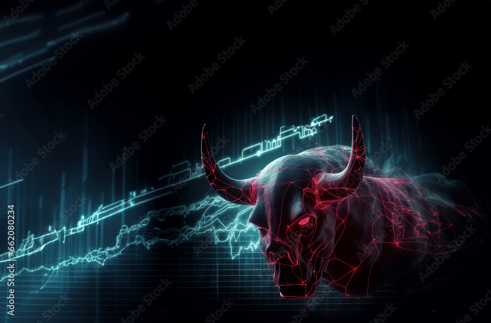Stock graph and bull forex exchange growth concept financial chart ...