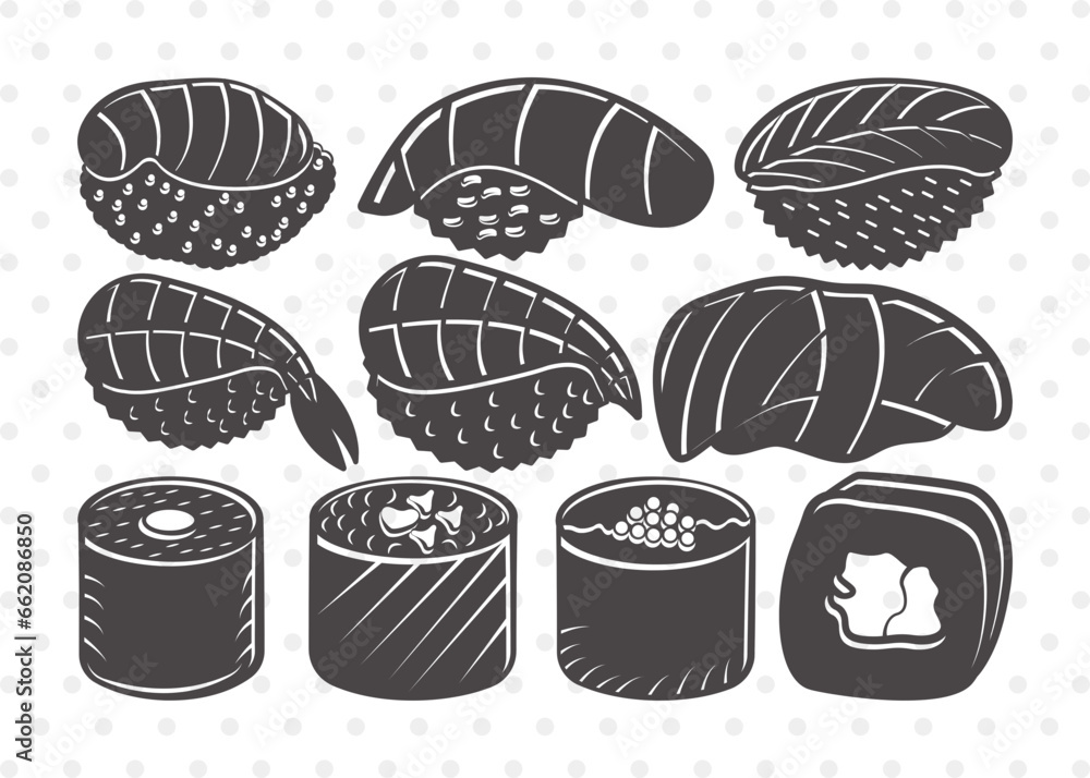Sushi Clipart SVG Cut File | Nigiri & Soy Sauce Svg | Japanese Food Svg ...