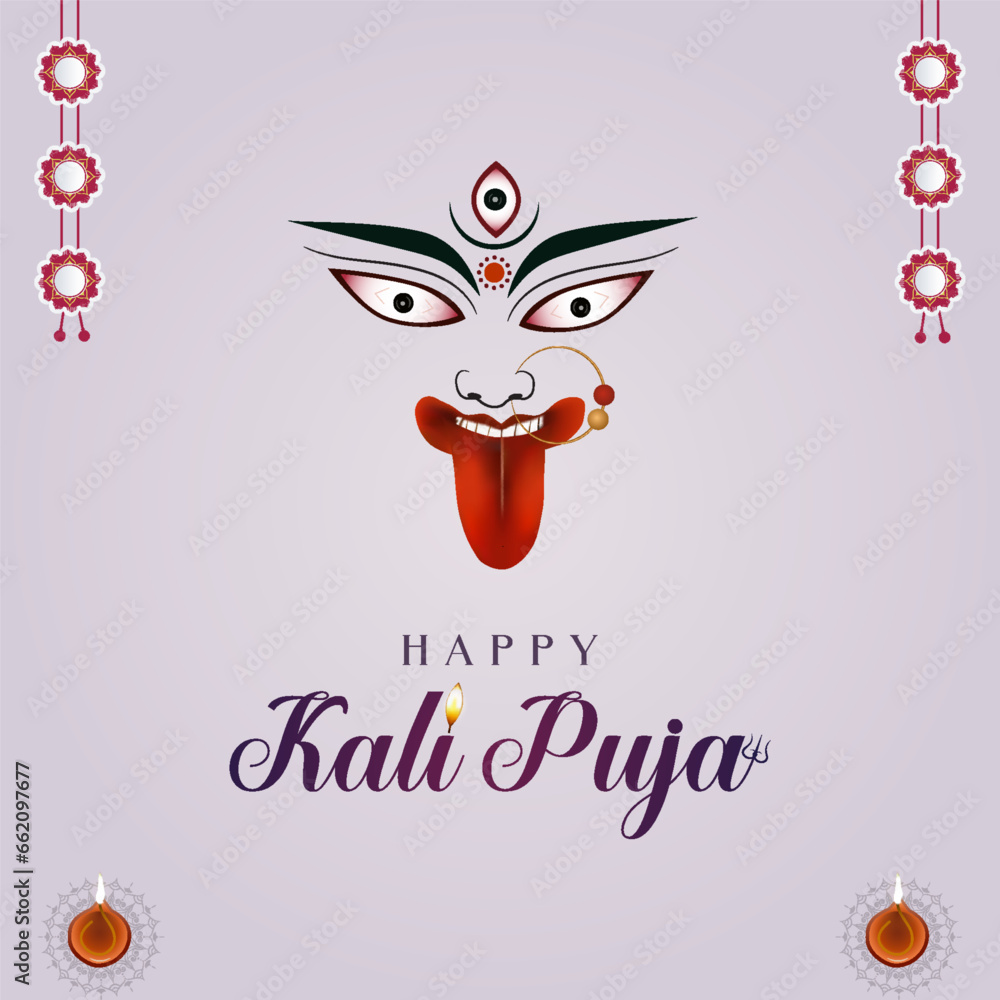 Indian festival. Happy Kali Chaudas, Goddess Kali Maa. on Diwali. Kali ...