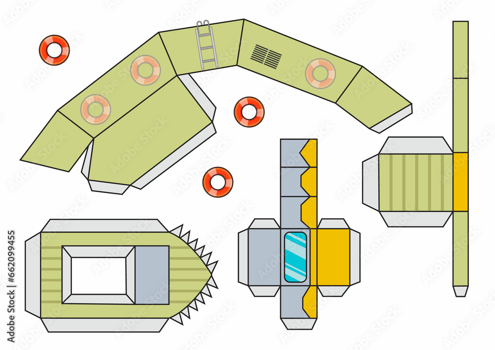 Speedboat in cartoon style 3D PRINTABLE boat, Paper Craft, Ready to ...