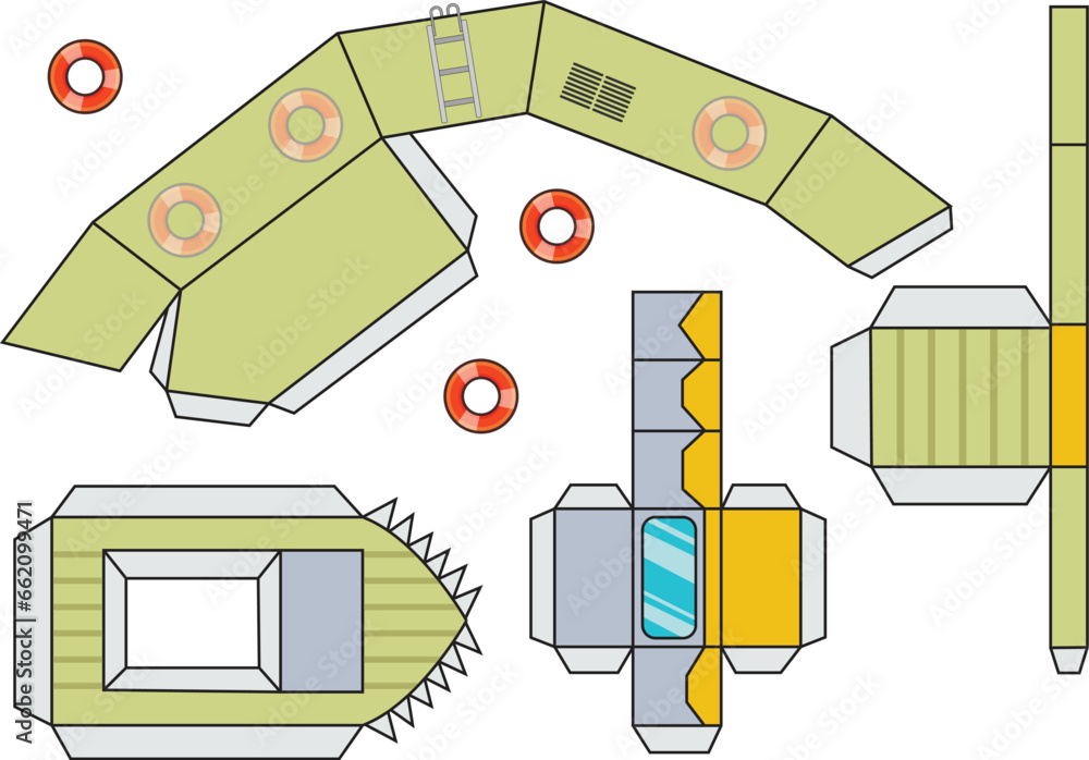 Speedboat in cartoon style 3D PRINTABLE boat, Paper Craft, Ready to ...