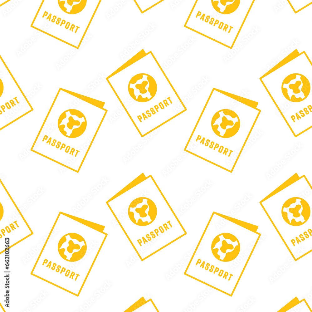 Digital png illustration of yellow pattern of repeated passports on ...