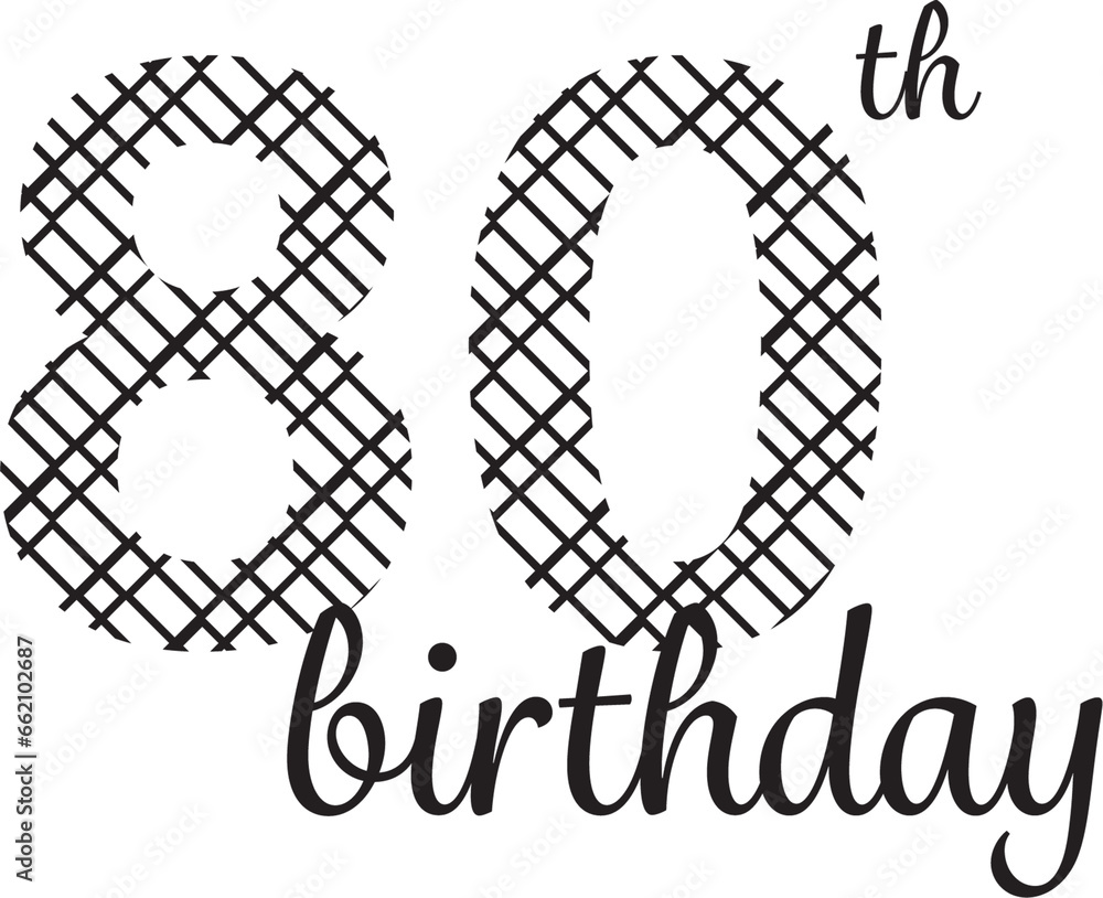 Digital png illustration of 80th birthday text on transparent ...