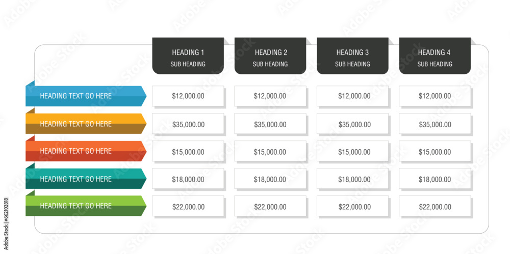Table price template. Comparison plan chart. Vector. Pricing data grid ...