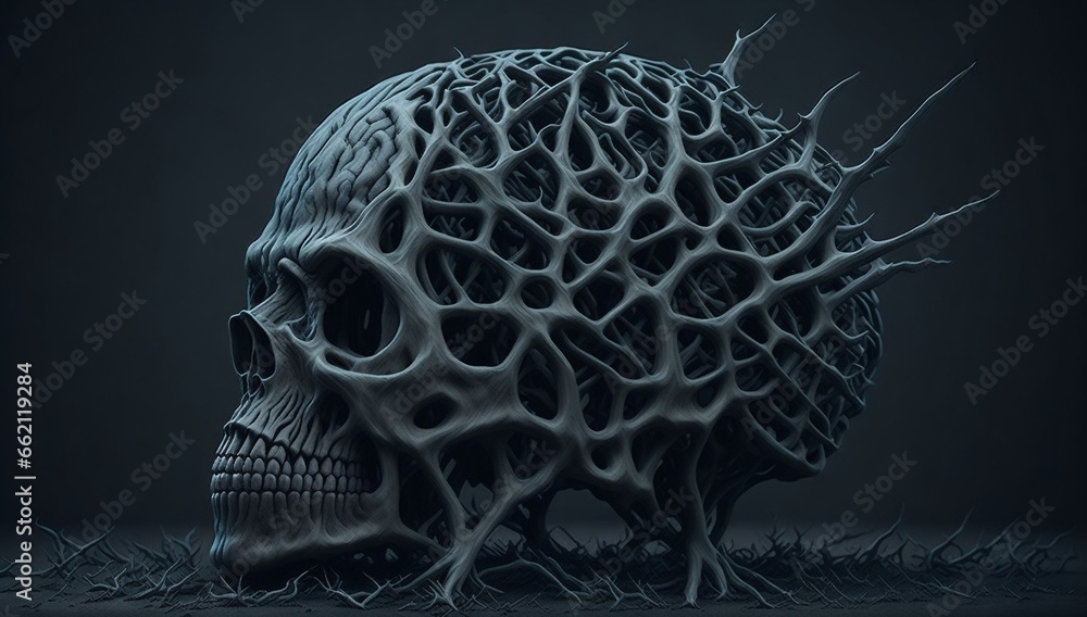 A dark and ominous brain tumor, with jagged edges and a menacing ...