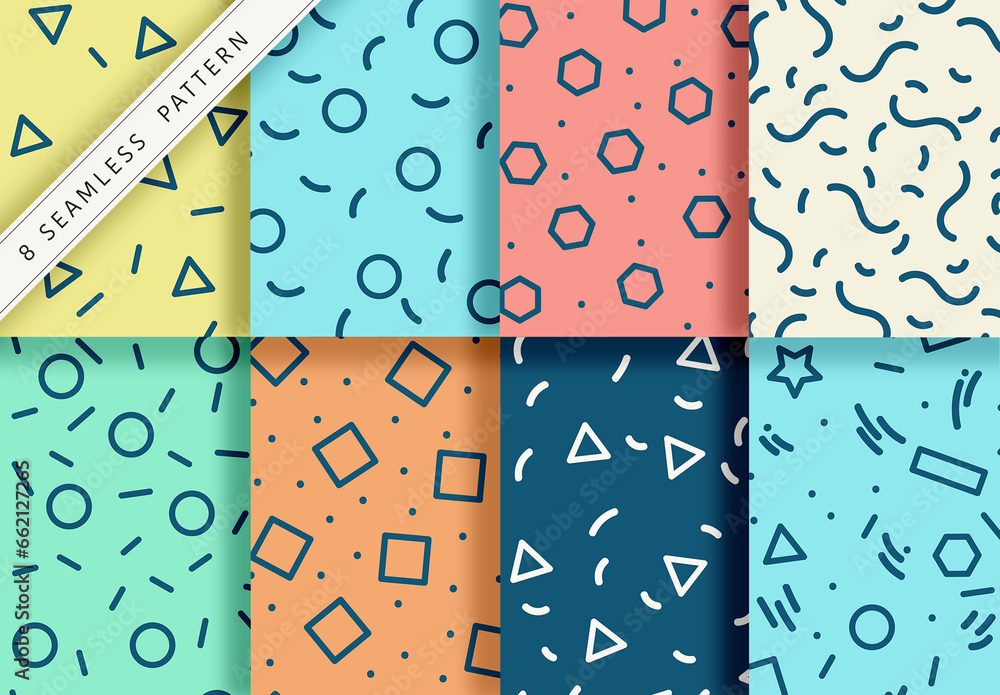 Mockup of 8 customizable repeatable simple shapes and patterns Stock ...