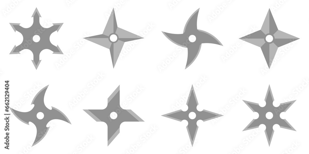 Vetor de shuriken vector collection set. traditional Japanese weapons ...